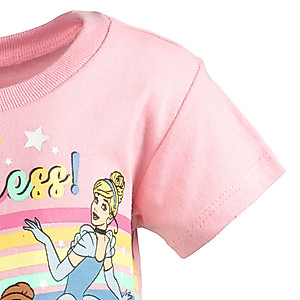Disney Beauty and The Beast Princess Belle Cinderella Tiana Little Girls T-Shirt 6-6X Pink