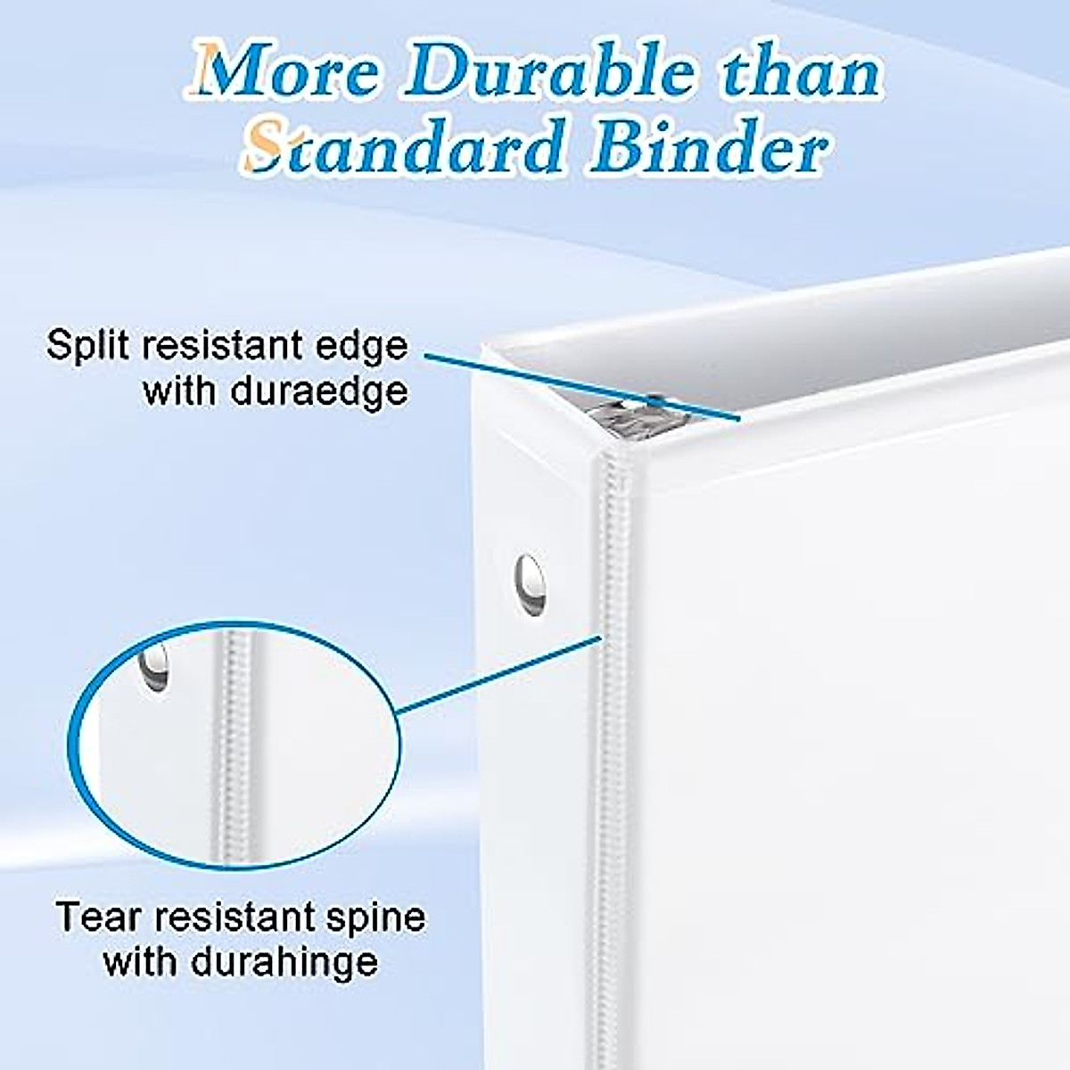 CIXILDTS 1-inch Round Ring Binder, Durable 3 Ring Binder Fit Letter Size Paper, Presentation View Binders, White, 6-Pack