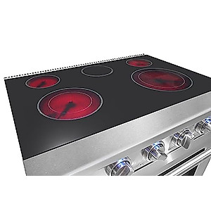 KOSTCH 30 inch Professional Electric Range with 5 Heating Elements Cooktop, 4.55 Cu. Ft. Convection Oven Capacity, Smooth Glass Top, in Stainless Steel, KOS-30RE06H (Stainless Steel)