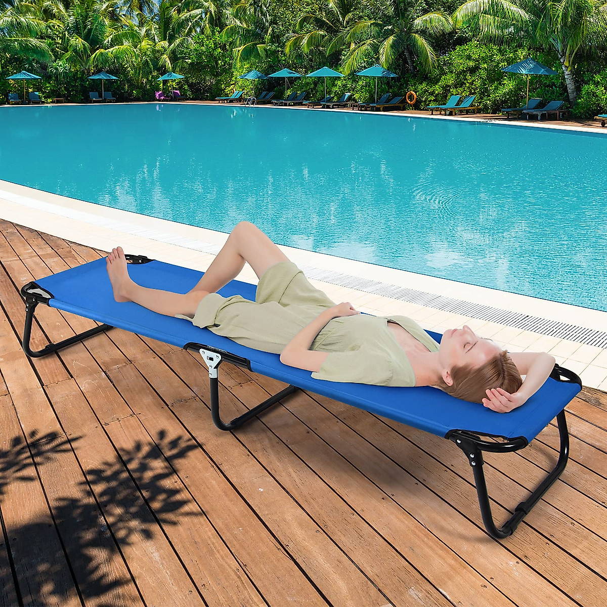 Tangkula Folding Camping Cot, Portable Camping Bed with Steel Frame, Elevated Travel Military Portable Cots Bed for Adults Kids, Indoor Outdoor Foldable Sleeping Cot for Nap, Beach, Hiking, Camping