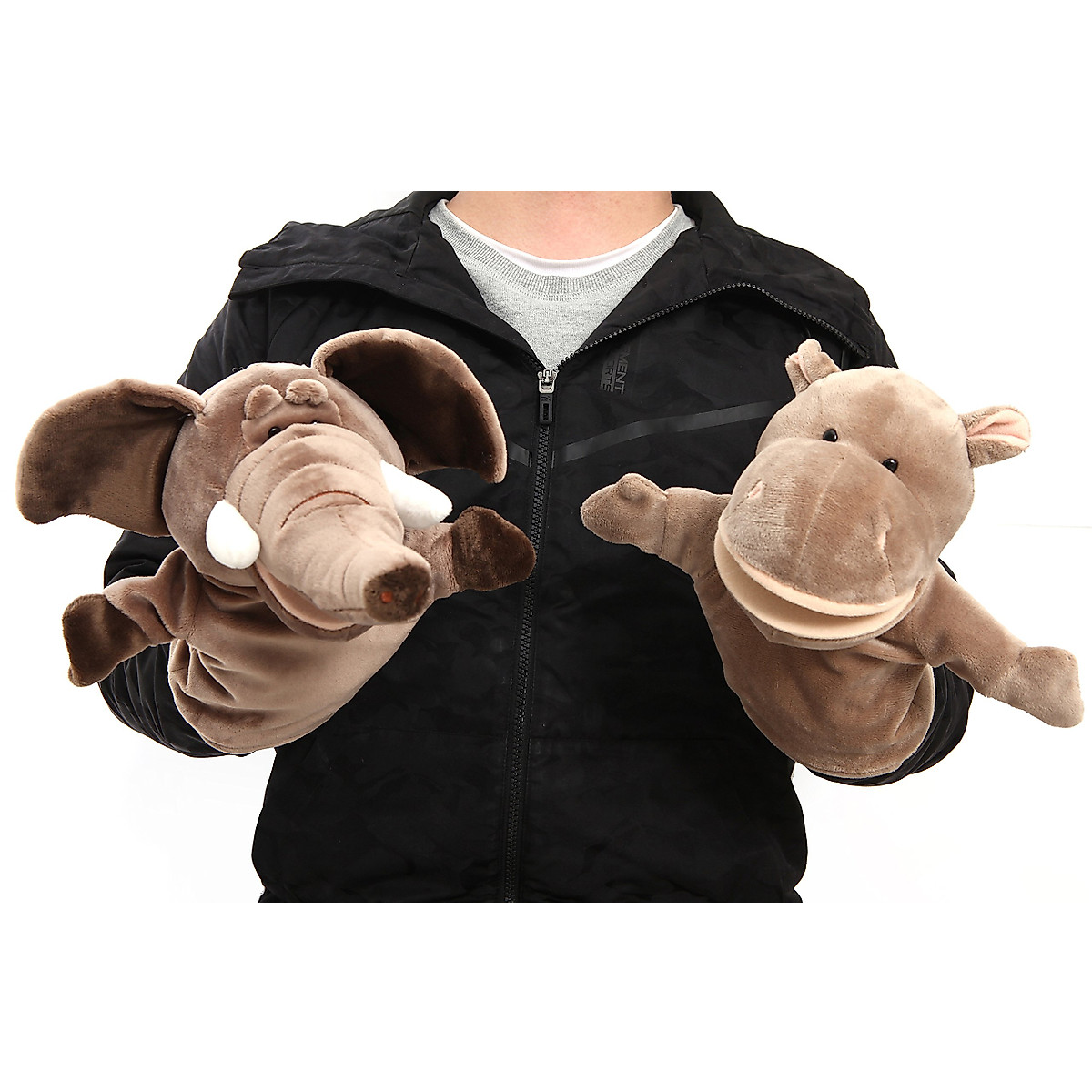 Animal Hand Puppets Set for Kids & Adults - 12.5" Premium Quality Soft Plush Toys with Movable Mouths - Perfect for Storytelling, Teaching, Preschool, Role-Play - Durable, Vibrant, Educational Puppets