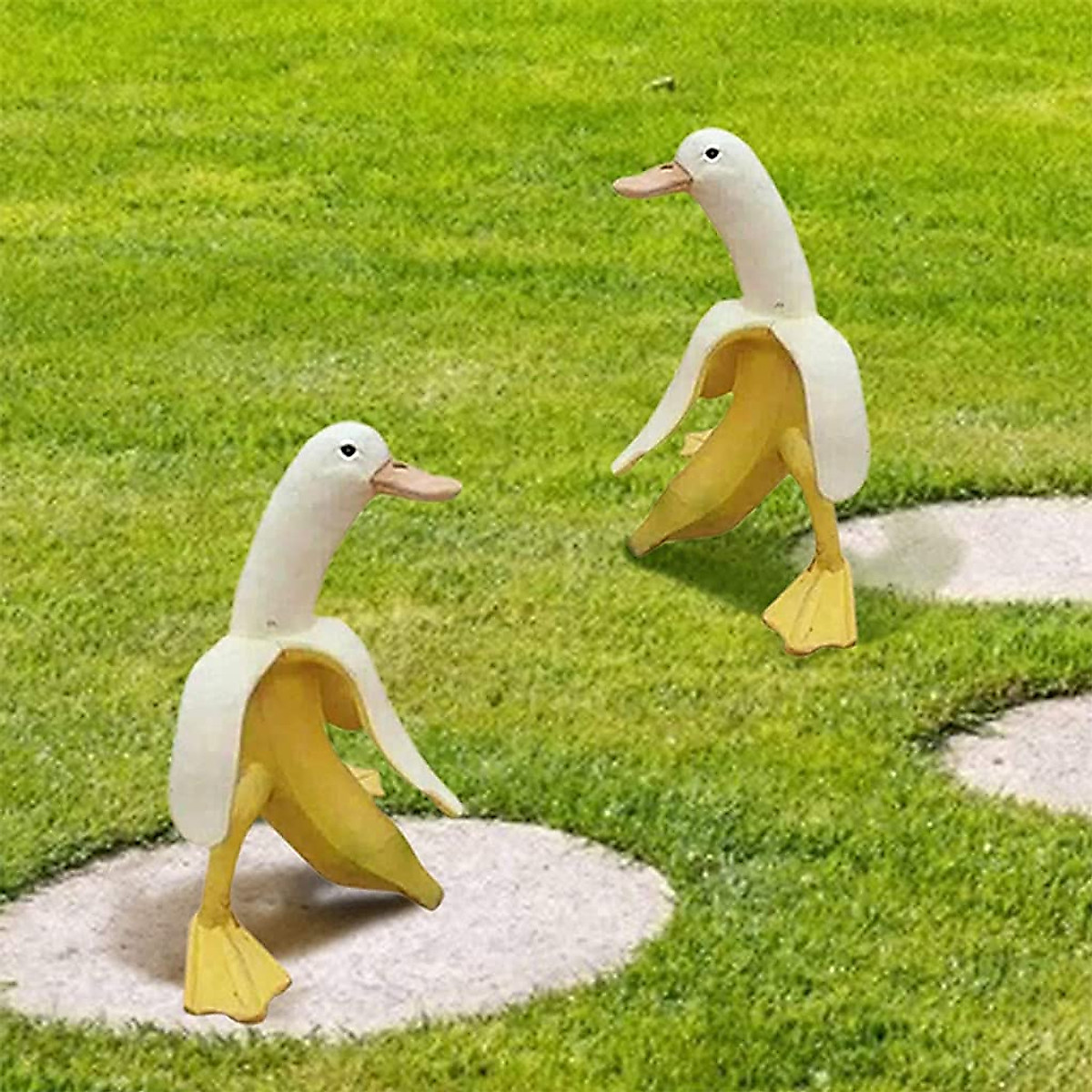 MAOSUO Banana Duck Sculpture Resin Creative Cute Ornament Art Statue Home Office Yard Garden Outdoor Indoor Decoration Home Decor DIY Art Craft Ideal Gift