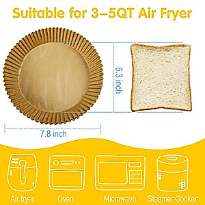 100 Pcs Air Fryer Disposable Paper Liner, Food Grade Air Fryer Liners Round, Non Stick Air Fryer Parchment Paper, 6.3 Inch Baking Paper for 3-5QT Air Fryer