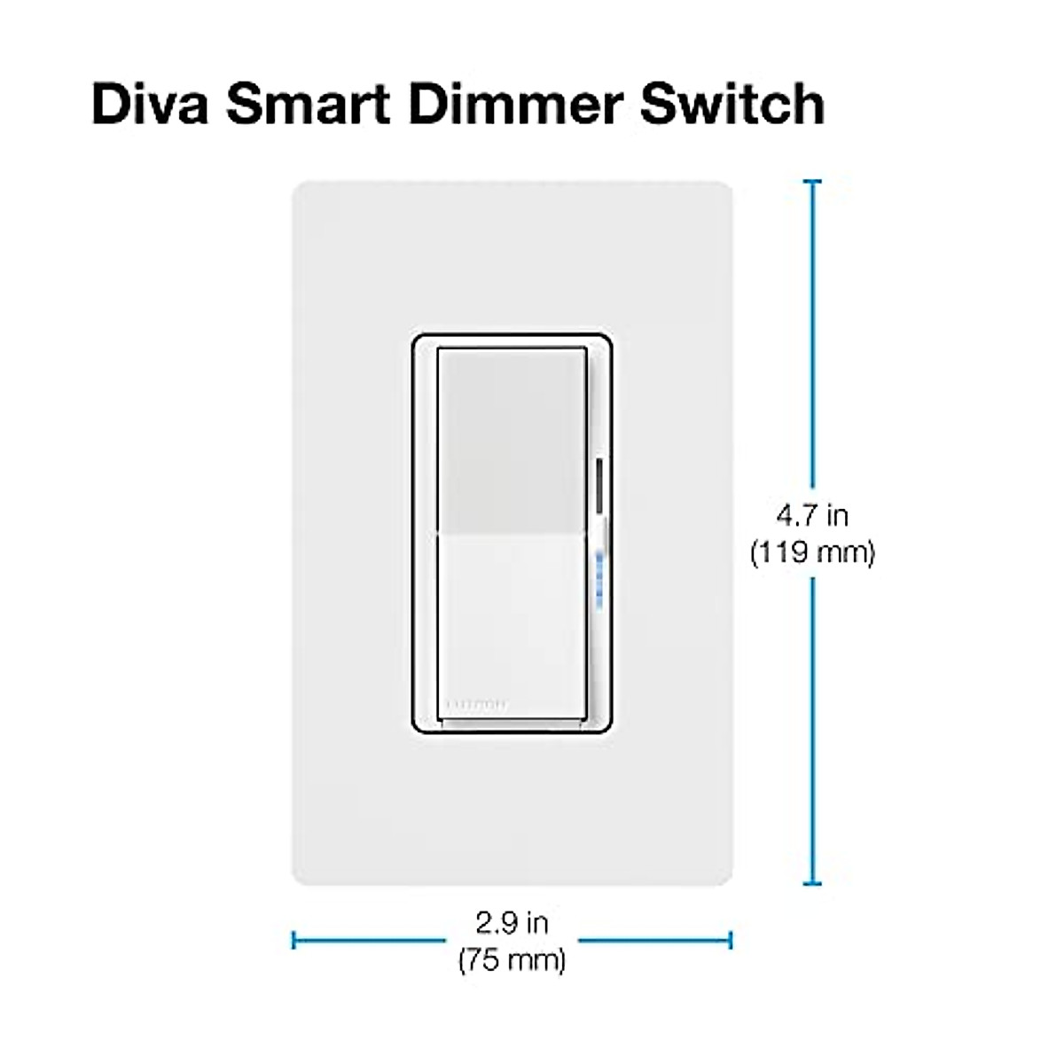 Lutron Diva Smart Dimmer Switch for Caseta Smart Lighting (Lutron Smart Hub Required), for LED Lights, 150 Watt, Single-Pole/3Way, No Neutral Required, DVRF-6L-IV, Ivory