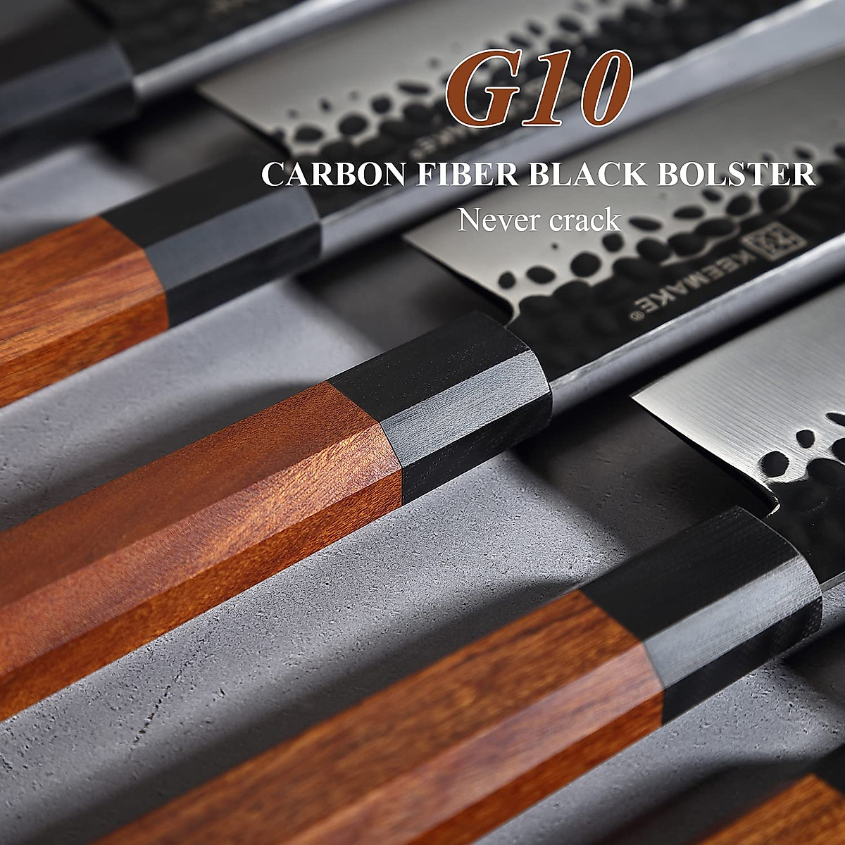 KEEMAKE Sushi Knife 10 inch, Sashimi Knife with 440C Stainless Steel Blade Yanagiba Knife, Japanese Sushi Knife with G10 Bolster and Octagonal Rosewood Handle Carving Knife with Gift Box