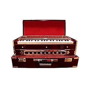 Non Scale Changer Harmonium LYDNSC-1 Concert Folding Auto Push Mohonlal Delux Double Reed 9Stopper 3 1/2 Octaves Burma Teak Wood Brass Work 7 Part Blow With Padding Bag buy only from LYDIAN