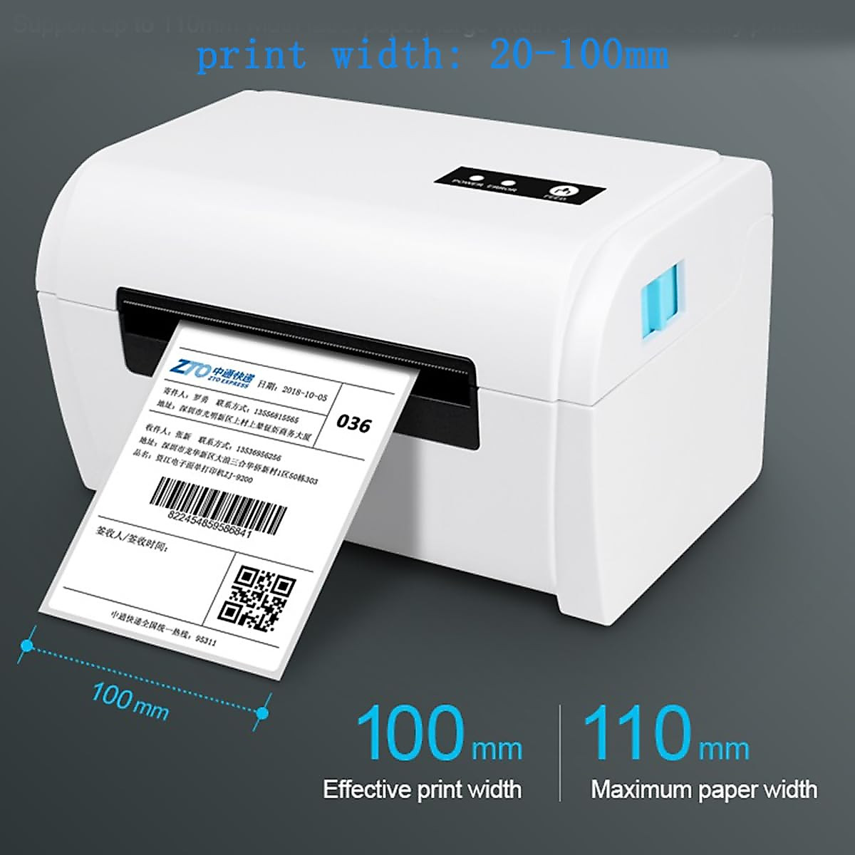 with U Disk (Driver.Software, Video are in U Disk) Label Maker Printer Thermal Barcode Shipping Printer Bluetooth and USB 110mm 4X6 Shipping Sticker Label Printer 4 inch (USB+Bluetooth Port)