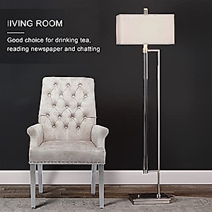 GATOSIG Tufted Velvet Upholstered Dining Chairs with Nailhead Trim, Stainless Steel Leg for Kitchen/Bedroom/Dining Room (Beige)