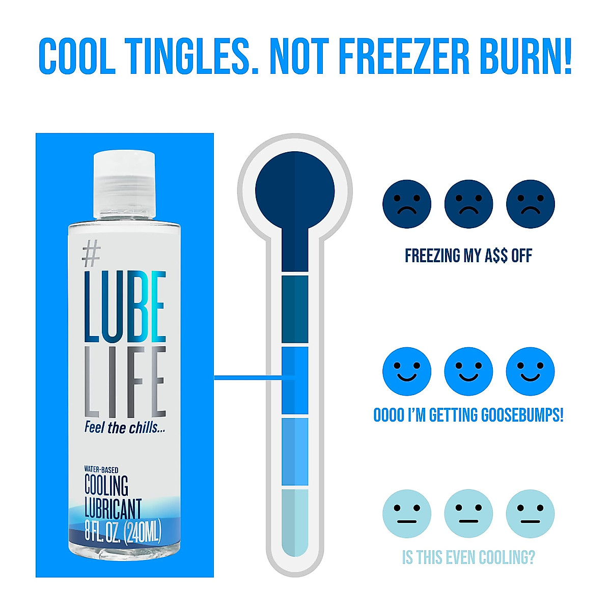 Lube Life Water-Based Cooling Personal Lubricant, Cool Tingling Feel for Men, Women, and Couples, 8 Fl Oz