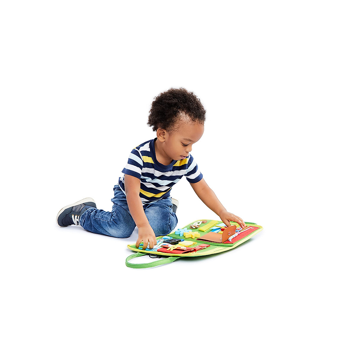 SoEm Busy Board Montessori toy Sensory Educational toy for 1 2 3 4 5 6 years Activity book for basic dress skills and fine motor for Travel plane and car, 16 activities in 1 Gifts for Girls and Boys