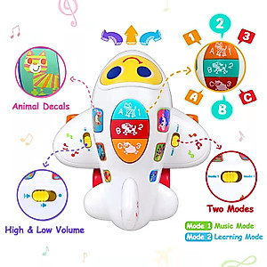 JJKIMAG Baby Toys 6 to12 Months Musical Airplane Crawling Infant Toys with Lights/Universal Moving Educational Toys for 12-18 Month Birthday Toddler Toys for 1 2 3 Year Old Boys Girls, Medium (y123)