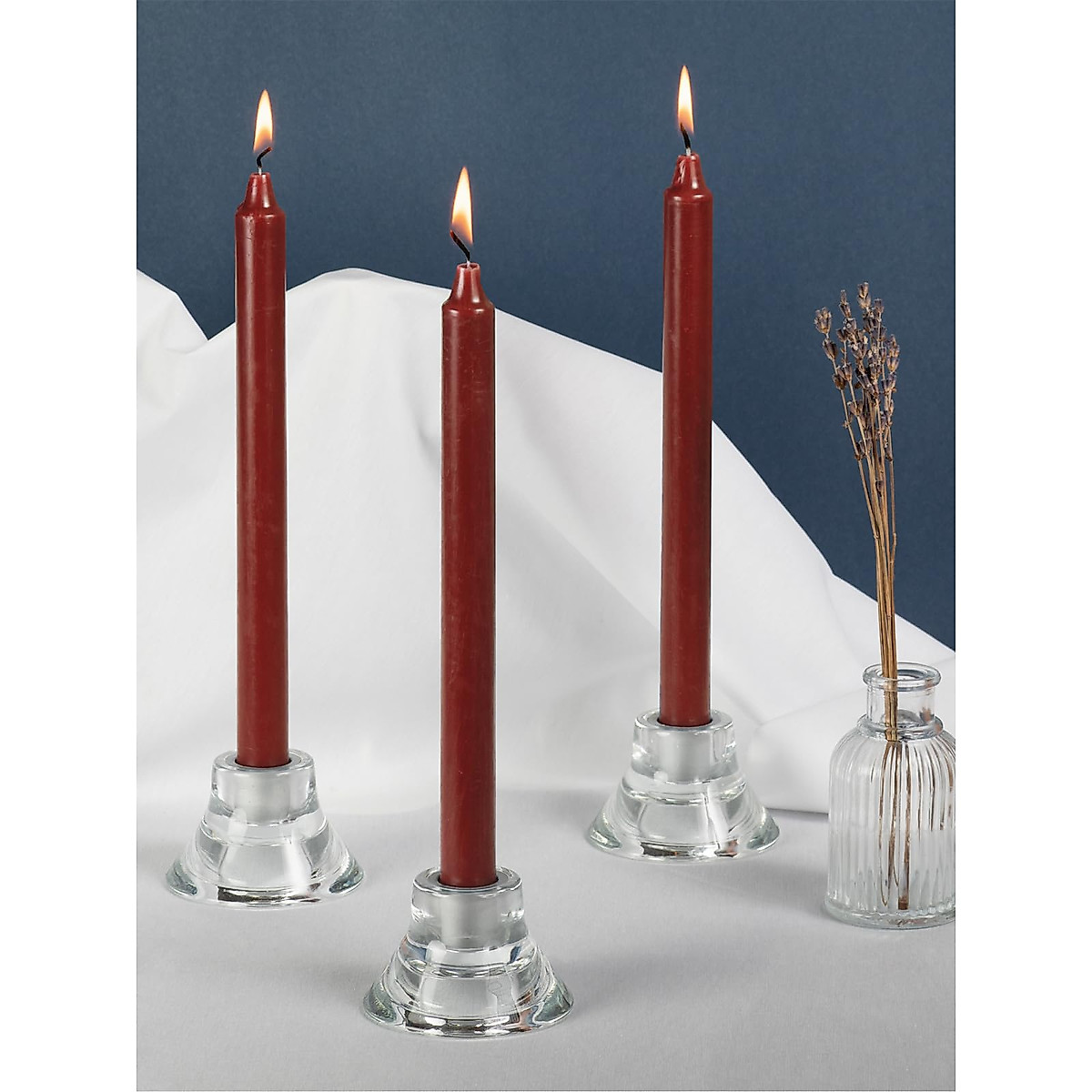 CANDWAX Bordeaux Taper Candles Pack of 12 - Straight Candles 10 inch Ideal as Unscented Candles, Dinner Candles and Table Candles - Slow Burning Candles Dripless - Smokeless Long Candlesticks