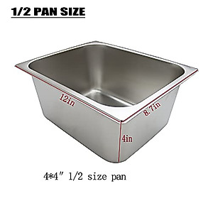 HQHAOTWU 5-Pan Electric Food Warmer Commercial Bain Marie Buffet Stainless Steel Food Container Double-Row Pans with Glass Guard for Catering Restaurant Canteen 12"×8.7"×4" Pan and 21"×13"×4" Pan