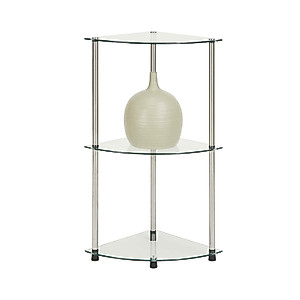 Convenience Concepts Designs2Go Classic Glass 3 Tier Corner Shelf, Glass