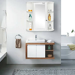 Home Bathroom Wall Mount Cabinet Storage Shelf Over Toilet w/Mirror Door