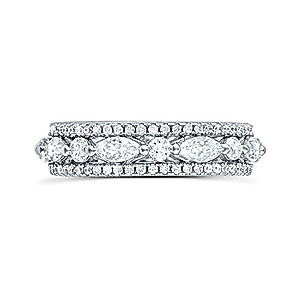 Heartbeat Sterling Silver Simulated Diamond Marquise and Round Eternity Ring (7)