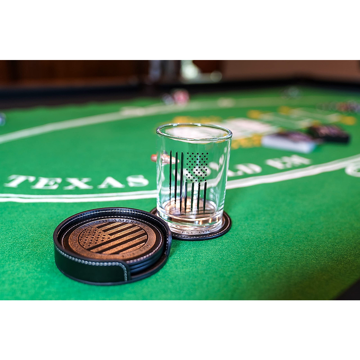 Humutan Real Projectile American Flag Whiskey Rocks Glass – Hand Blown Glasses – 8 Oz Old Fashioned Glass for Scotch, Bourbon or Whiskey – .308 Bullet Whiskey Glass