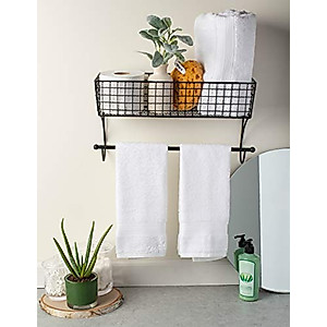 DII Rustic Farmhouse Bathroom Décor, Metal Storage, Large Towel Bar, Black