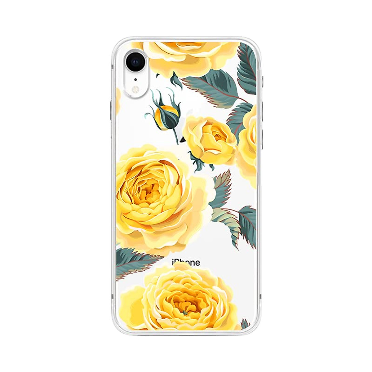 Blingy's for iPhone XR Case, Women Girls Cute Floral Roses Design Pretty Rose Flower Style Transparent Soft TPU Protective Clear Case Compatible for iPhone XR 6.1 inch (Yellow Roses)