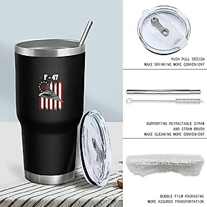 liabiliies Coffee Tumbler 30 oz F47 Fighter Jet F-47 Jet Fighter Aircraft Tumbler with Lid and Straw Insulated Tumblers Stainless Steel Tumbler Funny Gifts