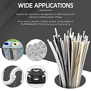 Saintrygo 78 Pieces Plastic Welding Rods, PU PP ABS PE TPO PA PC 7 Types of Plastic Welding Repair Rods Strips Common Plastic Welding Rods Kit for Car Bumpers Daily Plastic Repair, 7.9 Inch