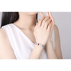 Tarring Shiny Star identification Bracelets for Women Medical alert bracelet with Free Engraving(7.5)
