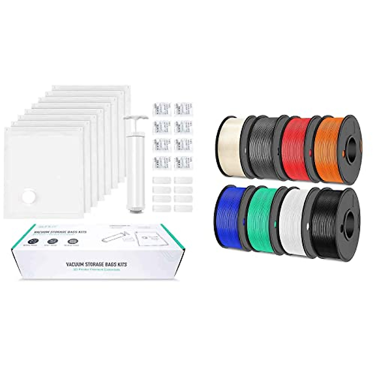3D Printer Filament Vacuum Storage Kits and 3D Printer PLA Filament 250G Bundle, Remove Moisture from Damp Filaments, Spool Storage Sealing Bags Kits, 32 * 34CM(12.59 * 13.38inch)