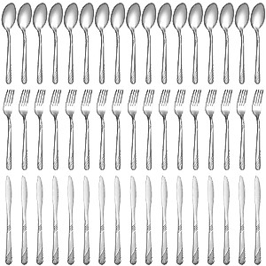 201 Pcs Silverware Set Stainless Steel Flatware Sets Service for 67 Silver Cutlery Set Serving Utensils Set Includes 67 Knife 67 Fork 67 Spoon for Kitchen Dinner Table, Mirror Polished Dishwasher Safe
