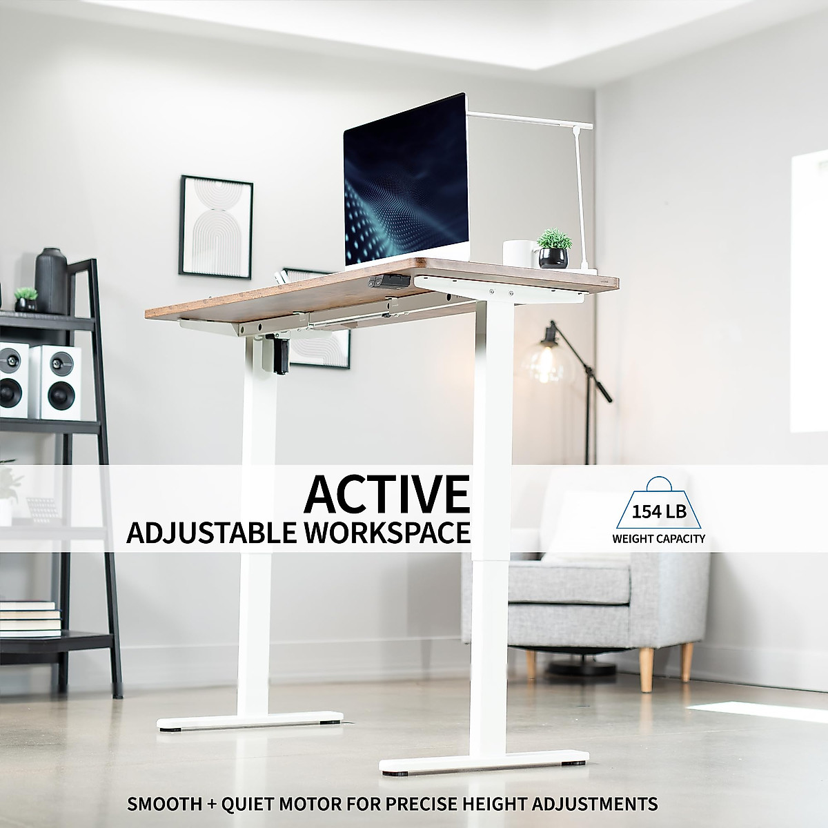 VIVO 60-inch Electric Height Adjustable 60 x 24 inch Stand Up Desk, White Solid One-Piece Table Top, White Frame Standing Workstation, Home & Office Furniture Sets, DESK-KIT-W06W