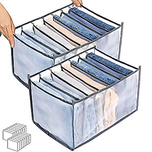 Drawer Organizers for Clothing Topcci Wardrobe Clothes Organizer, Washable Foldable Clothes Drawer Organizer Compartment Storage Box for Thin Jeans, Leggings, Underwear, Socks, T-Shirts (Gray,7 Grids)