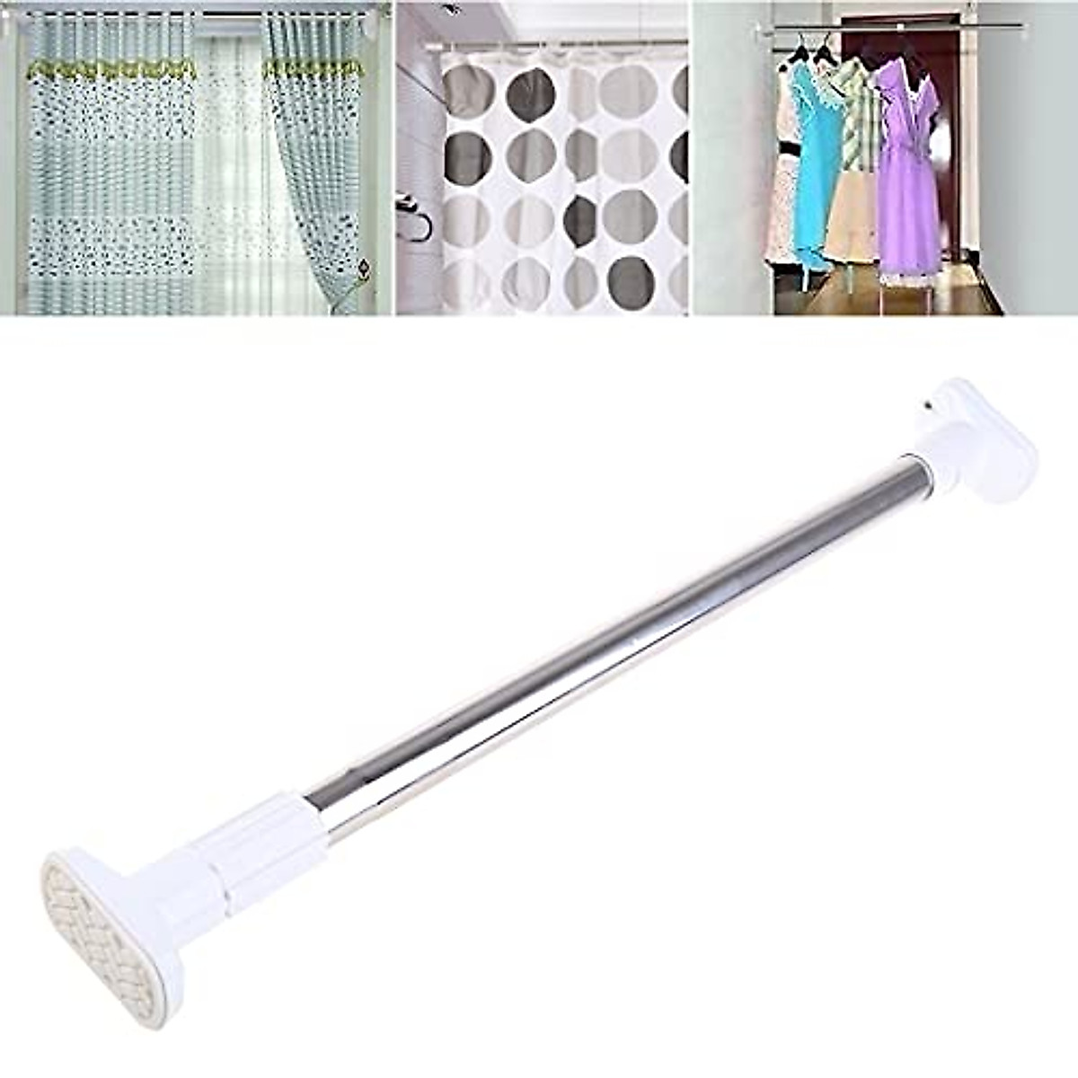 Extendable Telescopic Rods Shower Curtain Poles Clothes Wardrobe Rack Curtain Rods For Windows 66 To 144