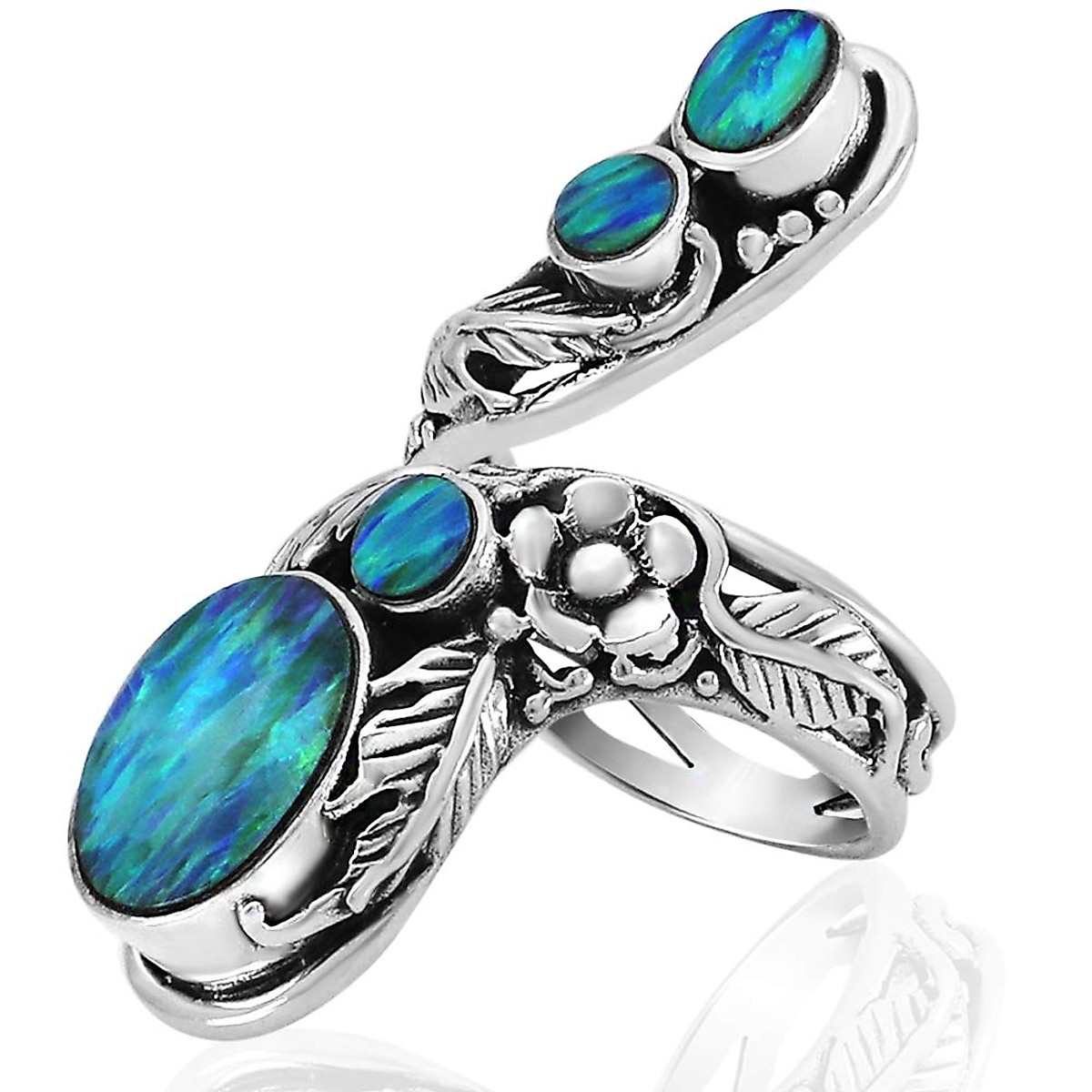 VY JEWELRY Blue Opal 925 Sterling Silver Women Ring - Free Size - Made in Thailand