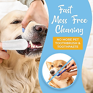 VetWipe Dog Teeth Cleaning Finger Wipes - Easy Cats & Dogs Dental Care Toothbrush and Tooth Brushing Kit, Freshen Bad Breath, Reduces Plaque - 50 Count