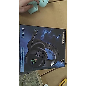 YINSAN Gaming Headset for PS4 PS5 Xbox Series X|S Xbox One PC Gaming Headphones for Nintendo Switch with Stereo Surround Sound RGB Light Over Ear Wired Gamer Headset with Flip-to-Mute Microphone