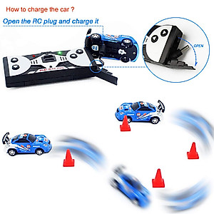 haomsj Mini Coke Can Speed Rc Radio Remote Conrtol Micro Racing Car with Led Lingts Kids Toys Gift (1PC)