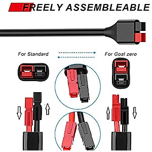 Extension Cable 20Ft/6M Battery Charger Adapter 45A Anderson Connector for GZ Yeti /G500 Explorer 1000 Solar Generator Power Inverter and for Renogy100,Boulder 200 Solar Panels