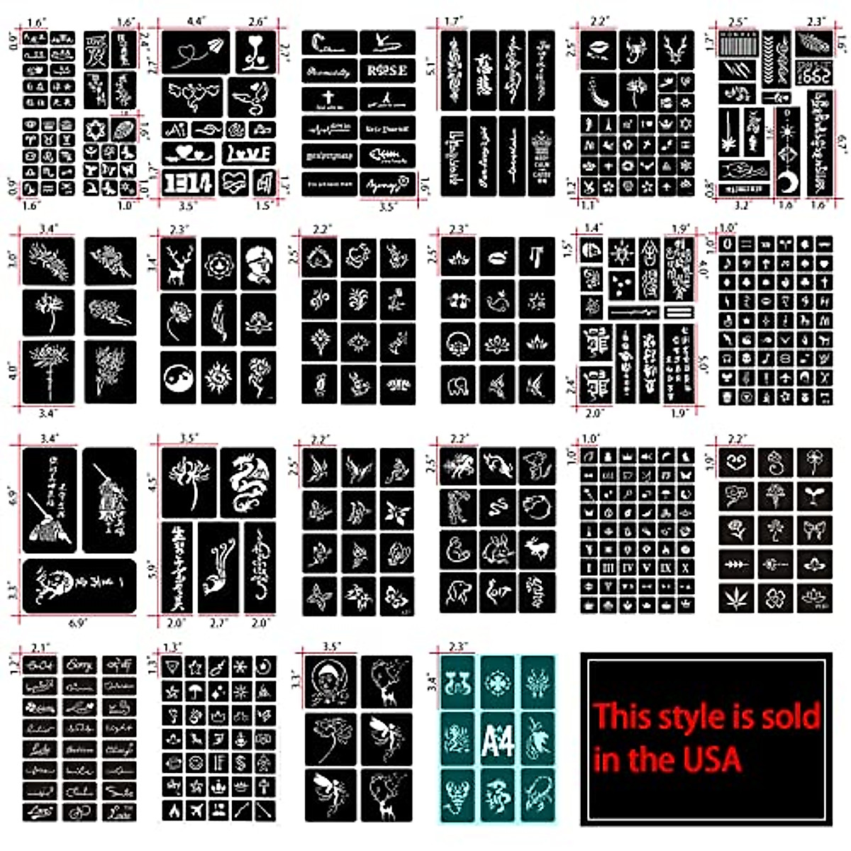 Aresvns 550+ PCS Temporary Tattoo Stencils with Body Painting Pen,24 Sheets Henna Tattoo Templates Reusable for Women,Glitter Tattoo Stencils,Airbrush Tattoo Stencils,Body Art Template