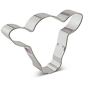 Cute Cow Steer Face Metal Cookie Cutter, 4.5" Made in USA by Ann Clark