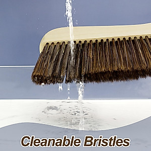 ABuYanOIn 2-Pack Cleaning Brush Set, Wooden Handheld Dusting Brushes with Soft Bristles for Car, Bed, Countertop & Furniture (Crank, Brown & Straight Handle, Khaki)