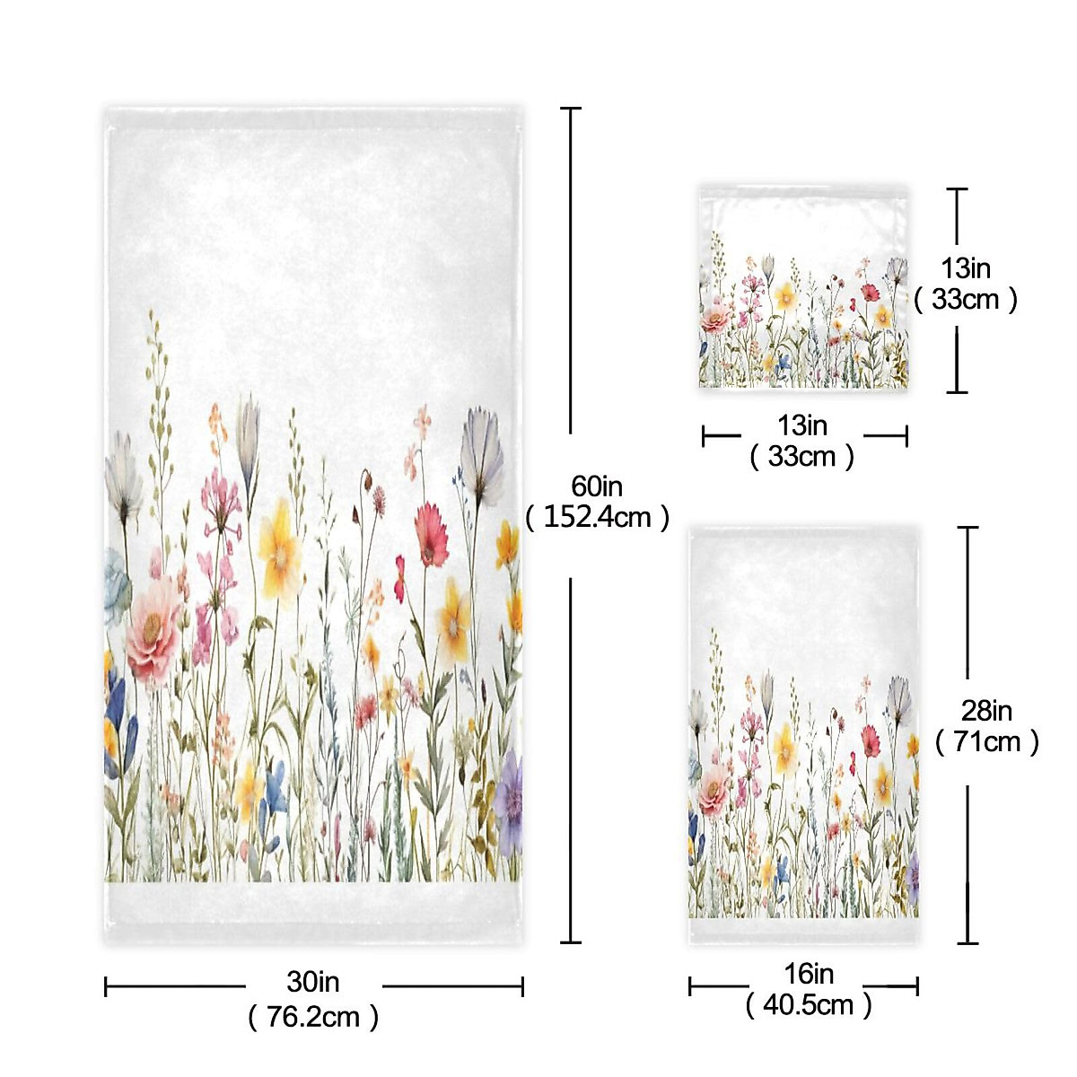 Flradish Watercolor Flowers Butterflies Towels 3 Pack Bath Towels for Bathroom Set Soft Cotton Highly Absorbent Lightweight & Quickdry Towel Set 1 Bath Towel,1 Hand Towel,1 Washclothe