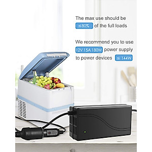 ALITOVE 110V to 12V Converter AC to DC Converter 12 Volt 15A 180W Power Supply Adapter with Car Cigarette Lighter Socket 100V-240V AC in for Car Refrigerator Tire Inflator Cleaner Pressure Washer