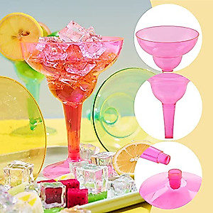 JOYIN 48PCS Plastic Margarita Glasses Cups, 12 oz Neon Disposable Cocktail Cups, Frozen Drink Cups for Cinco De Mayo Fiesta Decoration, Mexican Theme Party Supplies
