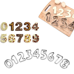 Sandwich Cookie Cutter Set, Fubarbar 3 inch Number 0 1 2 3 4 5 6 7 8 Shapes Cutter Large Metal Numbers Fondant Cutters Mold, Stainless Steel Biscuits Mold Halloween Christmas Supplies