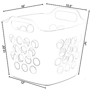 Flexible Plastic Carry Laundry Basket Holder Square Storage Hamper with Side Handles (Purple)