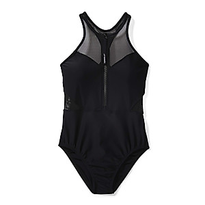 Speedo Women's Swimsuit One Piece High Neck Contemporary Cut Speedo Black Zip 10
