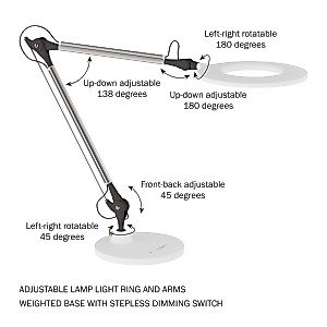 Lavish Home LED Desk Lamp - Swing Arm Architect Lamp - Adjustable Natural Sun Lighting for Home Office, Bedroom, or Dorm Room (White)