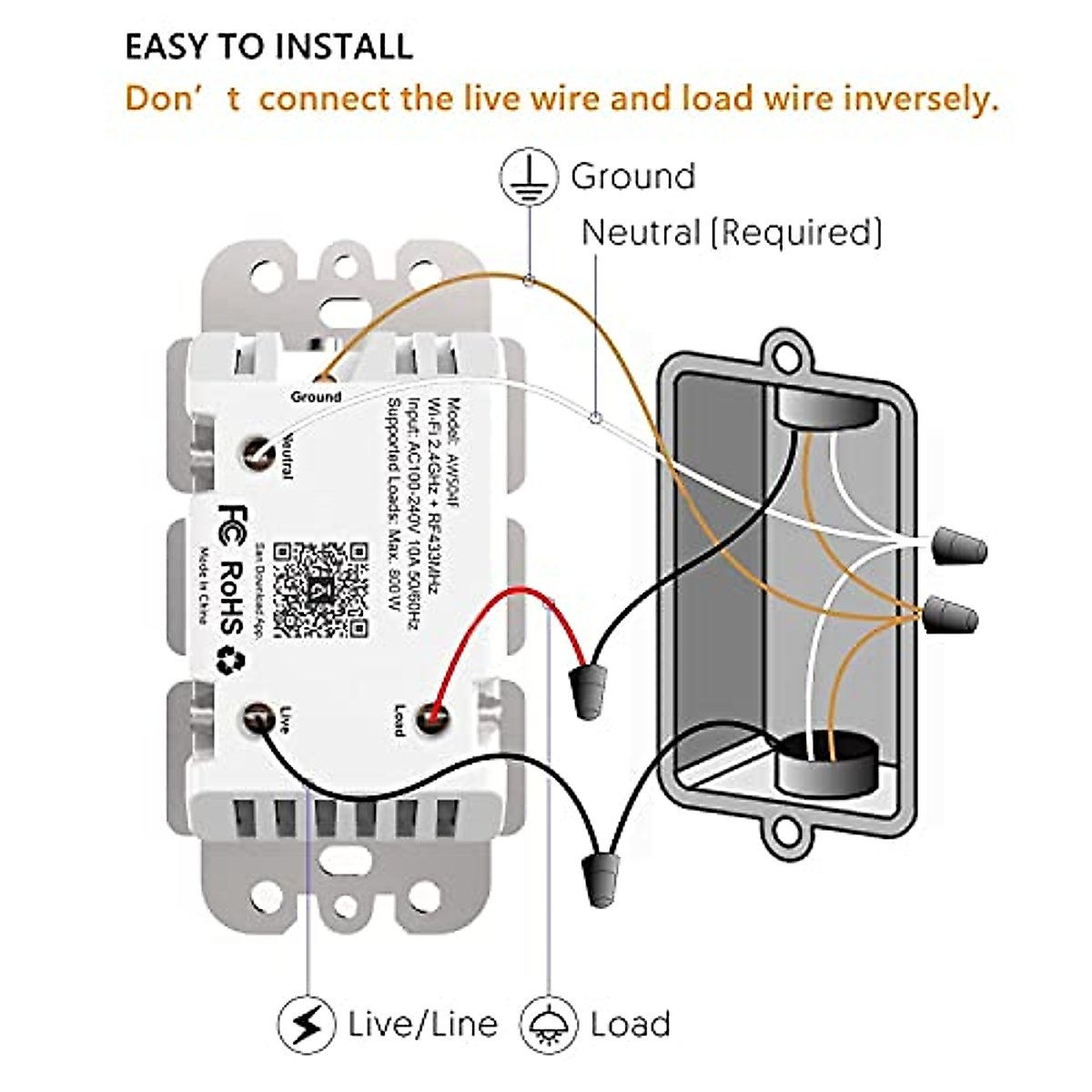WiFi Light Switch, Wireless Smart Switch Alexa Remote Control, Avatar Controls Electrical Switch for Smart Home, DIY Your Household Appliances