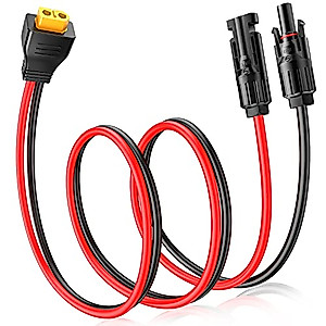 ELECTOP 10AWG Solar Connector to XT60 Adapter Connector Extension Cable, XT60 Plug Female Connector Solar Panel Connector Adapter Battery Charger Cable for Portable Power Station Solar Generator RV