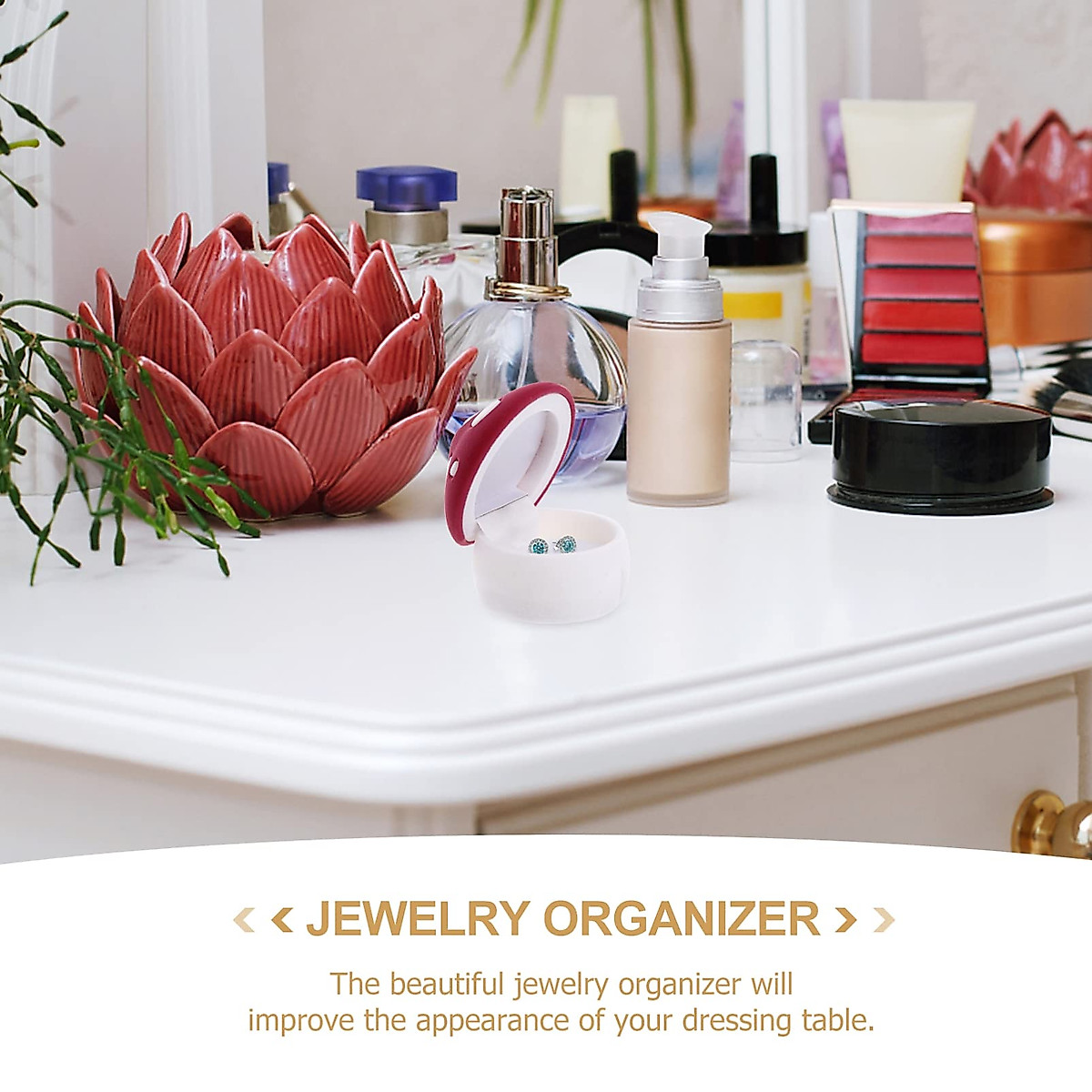 Cabilock Box Organizers Delicate Organizer Wedding Party Gift Anniversary and Keepsake Container Display Trinket Flannal Flannel Proposal Mushroom Schmuckschatulle Rings Single Red Day