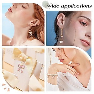 SUNNYCLUE 1 Box 40Pcs 4 Style Romantic Enamel Flat Bowknot Charms Pink Bow Tie Kawaii Dangle Pendants Bulk For Women Jewellry Making Earrings Necklace Bracelets Valentine&#039;s Day DIY CraftsSupplies